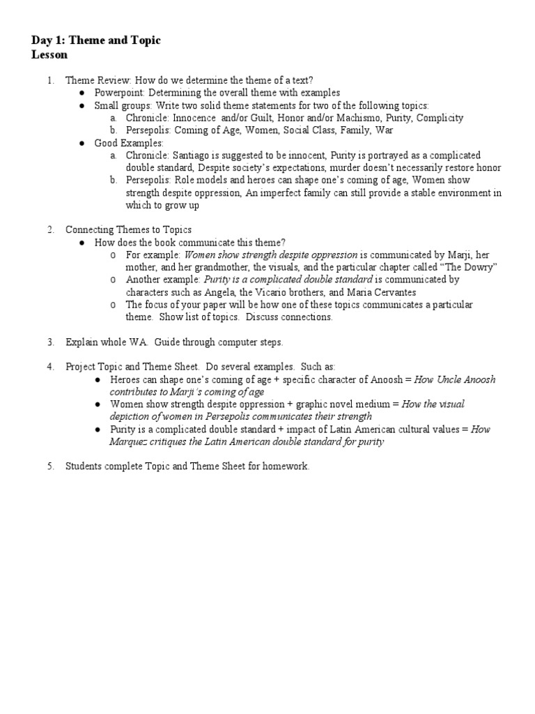 Connecting Theme and Topic | PDF