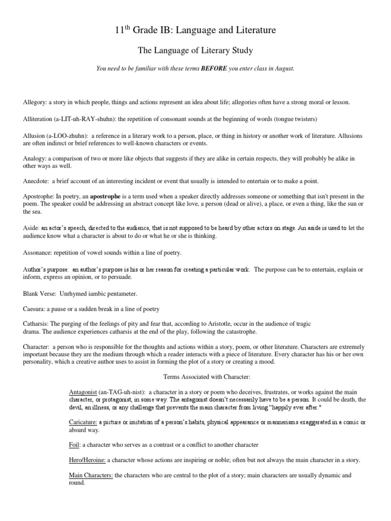 Ib Language Review | PDF | Rhyme | Poetry