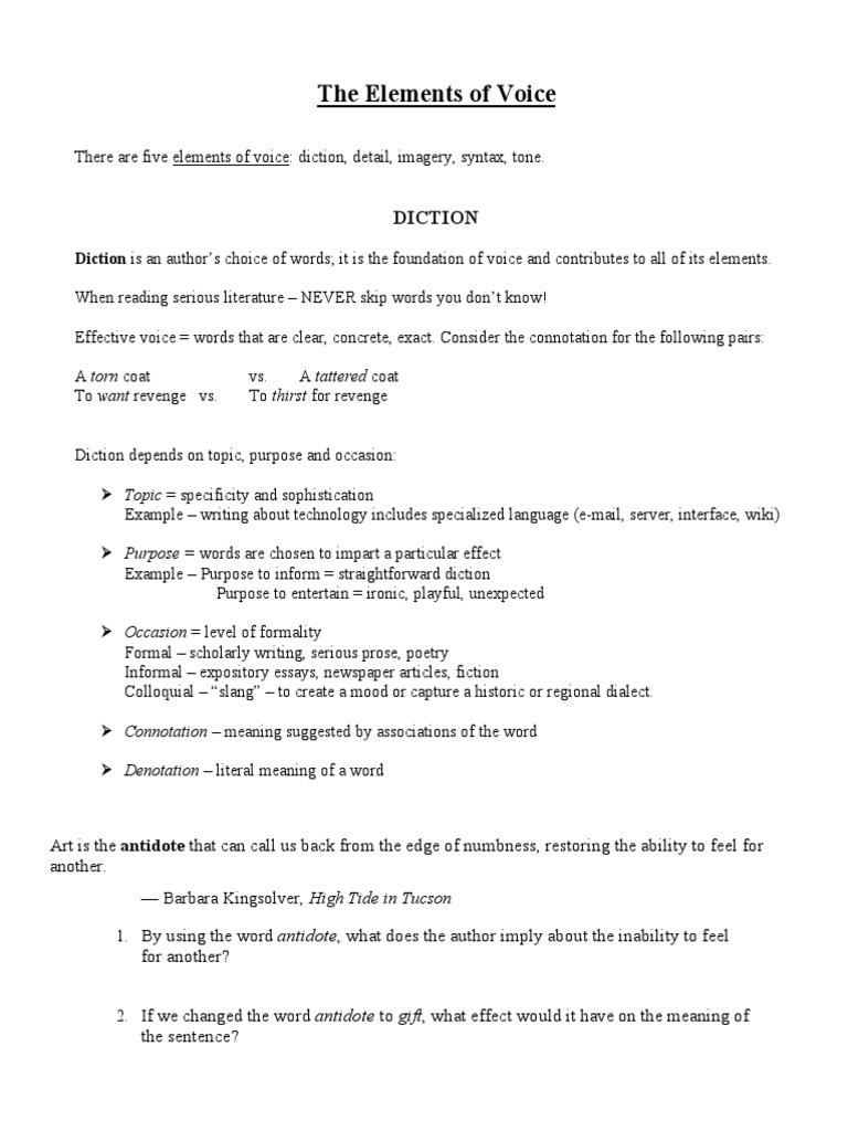 Elements of Voice | PDF | Sentence (Linguistics) | Mental Image
