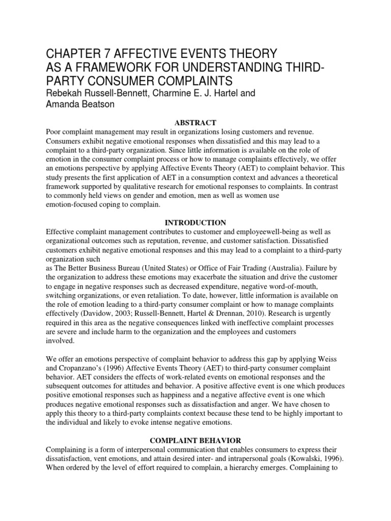 Chapter 7 Affective Events Theory As A Framework For Understanding ...