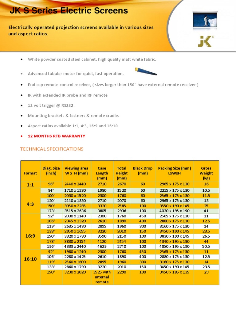 JK Screen Motorized | Download Free PDF | Manufactured Goods