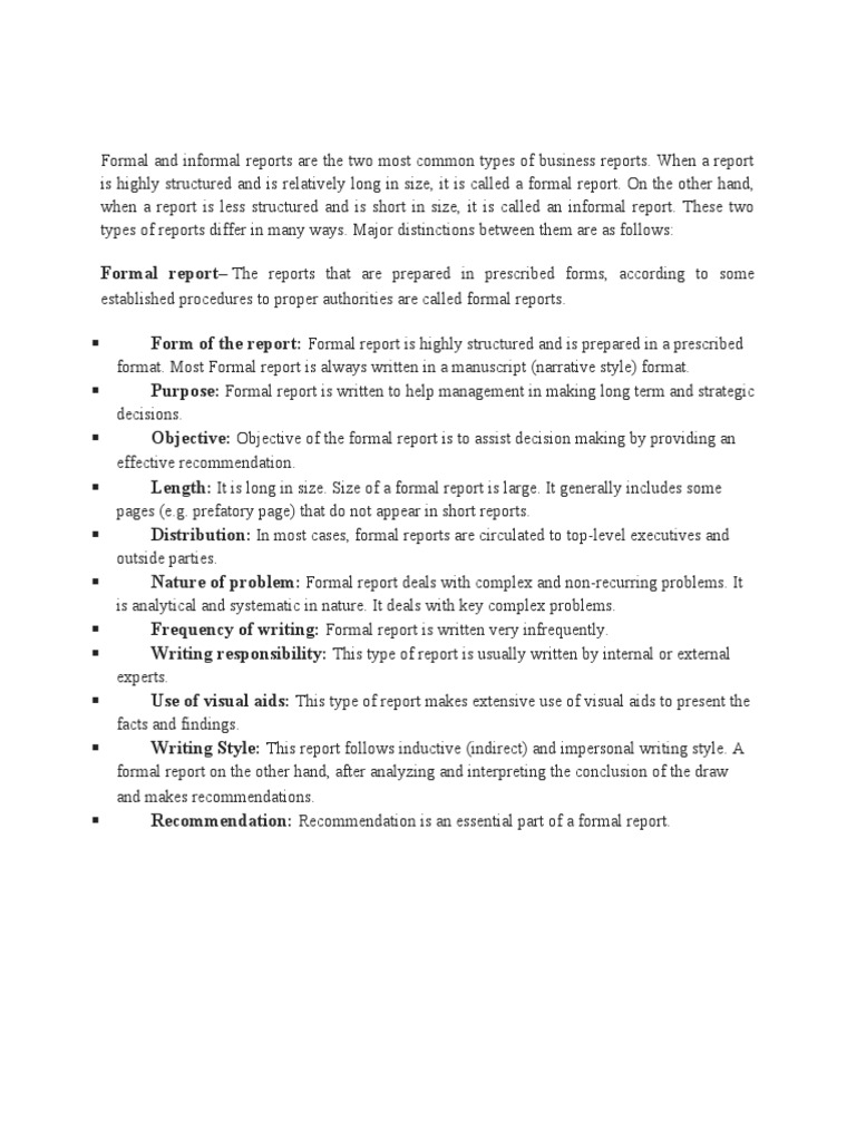Differences Between Formal and Informal Reports | PDF | Information ...