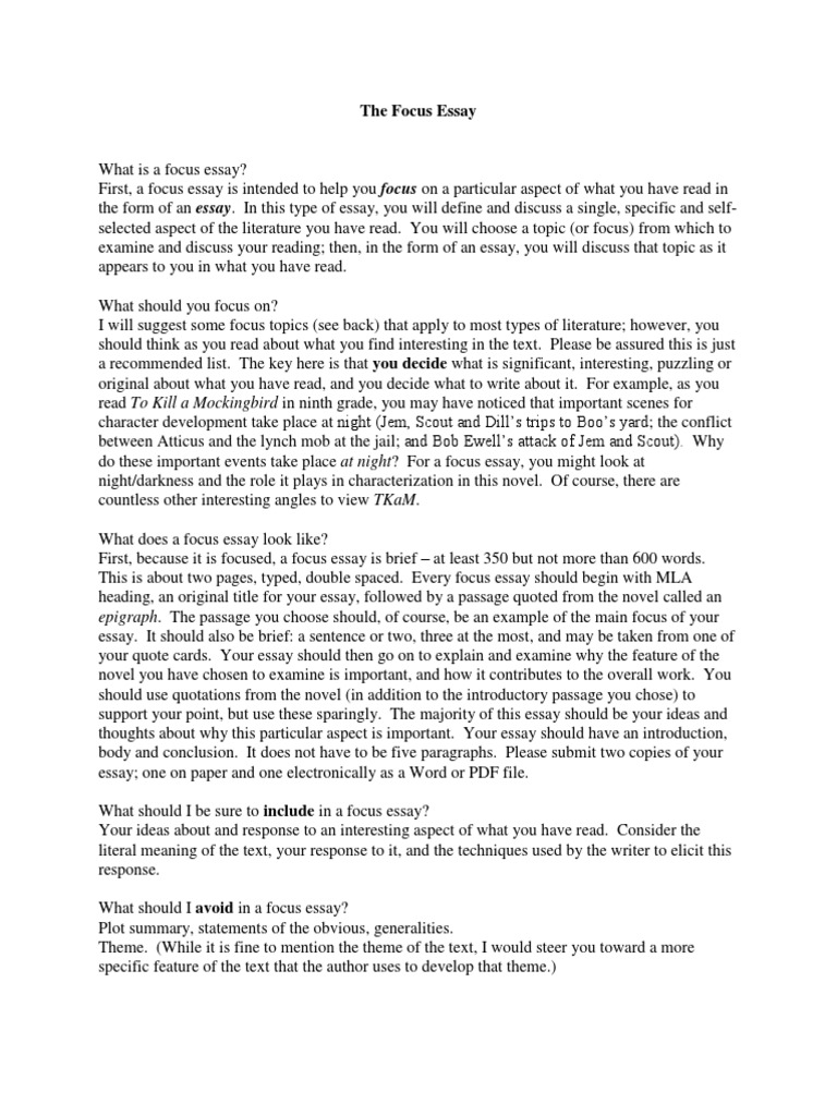 HL Essay Directions | PDF | To Kill A Mockingbird | Essays