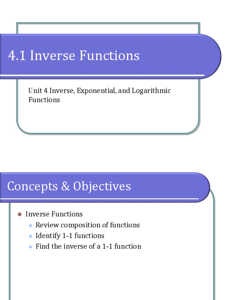 Unit 4 Inverse, Exponential, and Logarithmic Functions | PDF | Function (Mathematics ...