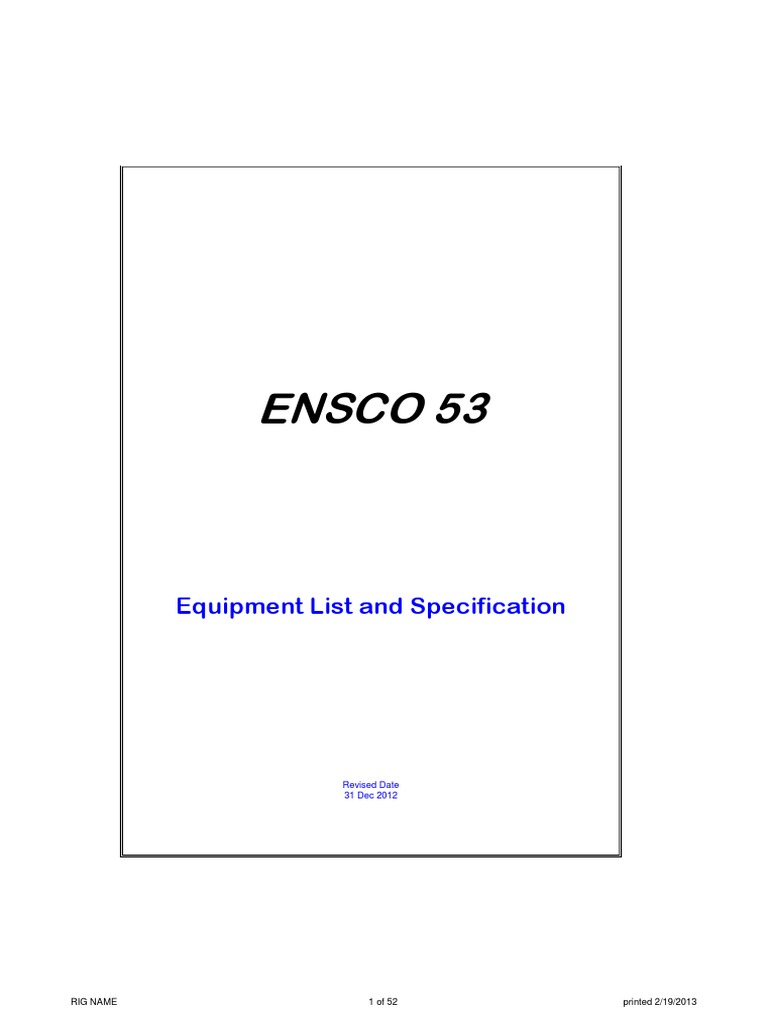 07 - 03 - ENSCO 53 IADC Equipment List - Dec 2012 - VSP | PDF ...