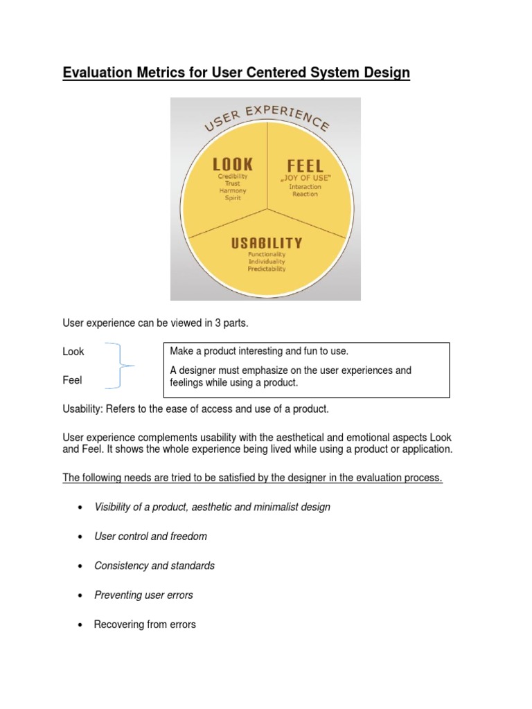 Evaluation Metrics For User Centered System Design | PDF