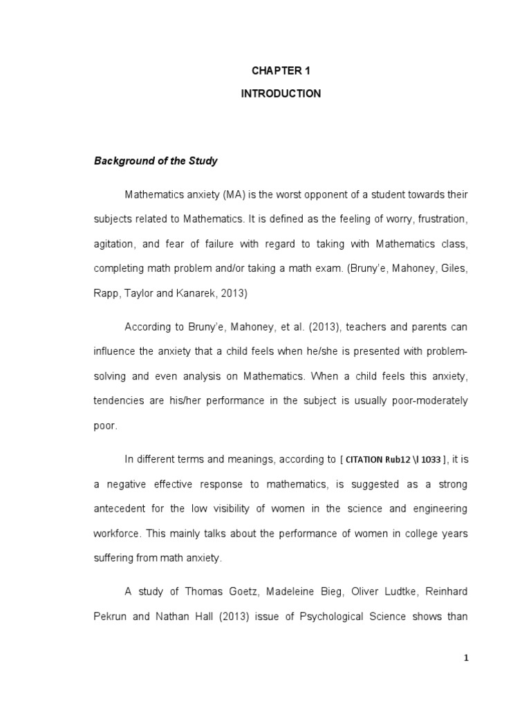 Background of The Study: (CITATION Rub12 /L 1033) | PDF | Anxiety ...