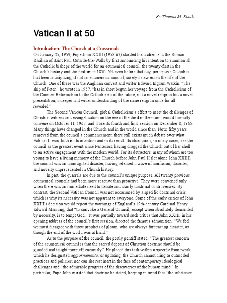 Renewing Worship for a Renewed Church: An Analysis of the Key Changes ...