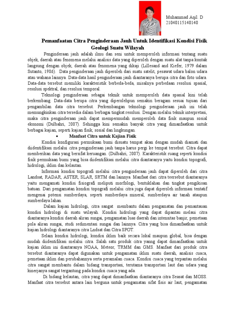 Pemanfaatan Citra Penginderaan Jauh Untuk Identifikasi Kondisi Fisik Geologi Suatu Wilayah | PDF ...