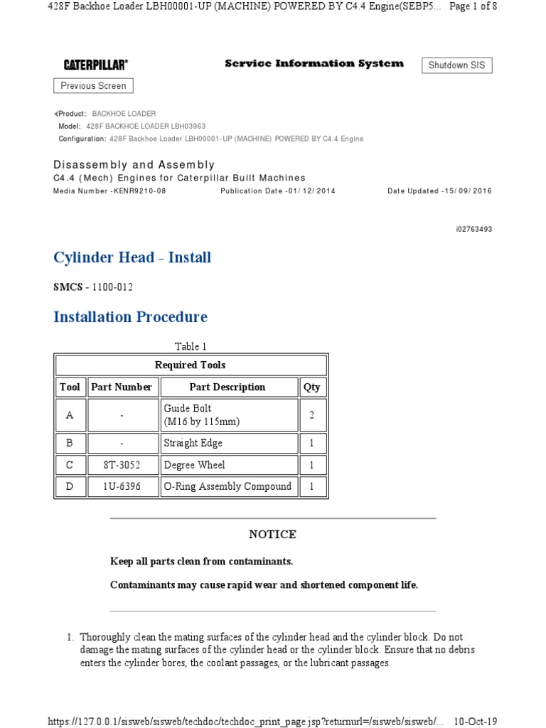 Cylinder Head - Install: Disassembly and Assembly | PDF | Engines ...