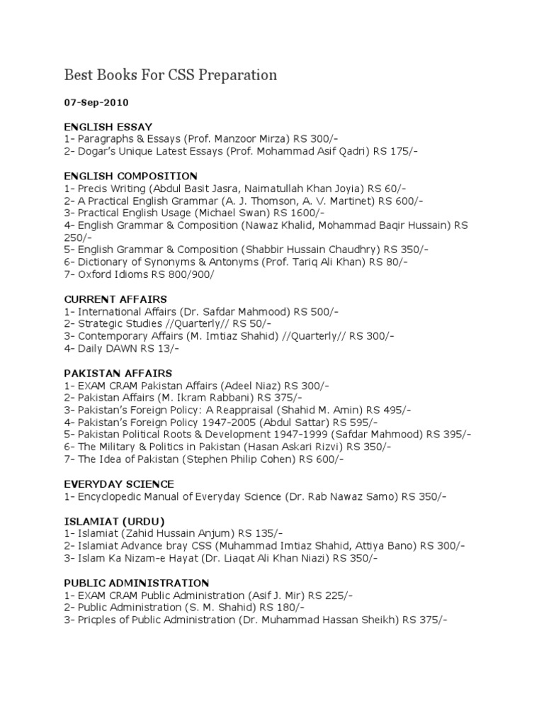 Best Books For CSS Preparation | PDF | Pakistan | Geography