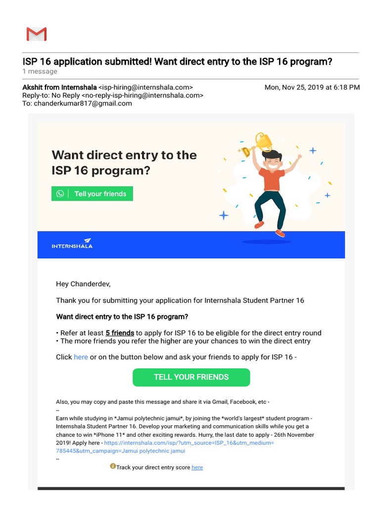 ISP 16 Application Submitted! Want Direct Entry To The ISP 16 Program ...