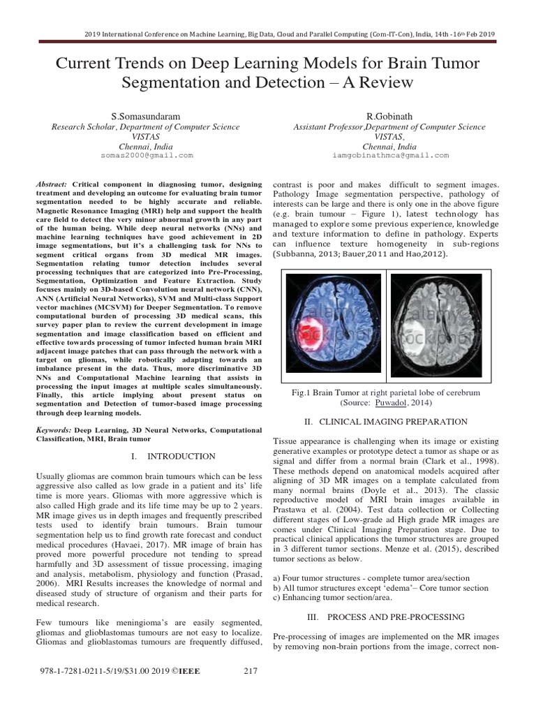 Current Trends On Deep Learning Models For Brain Tumor Segmentation and ...