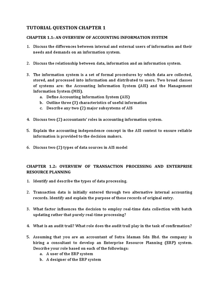 Tutorial Question Chapter 1 | PDF