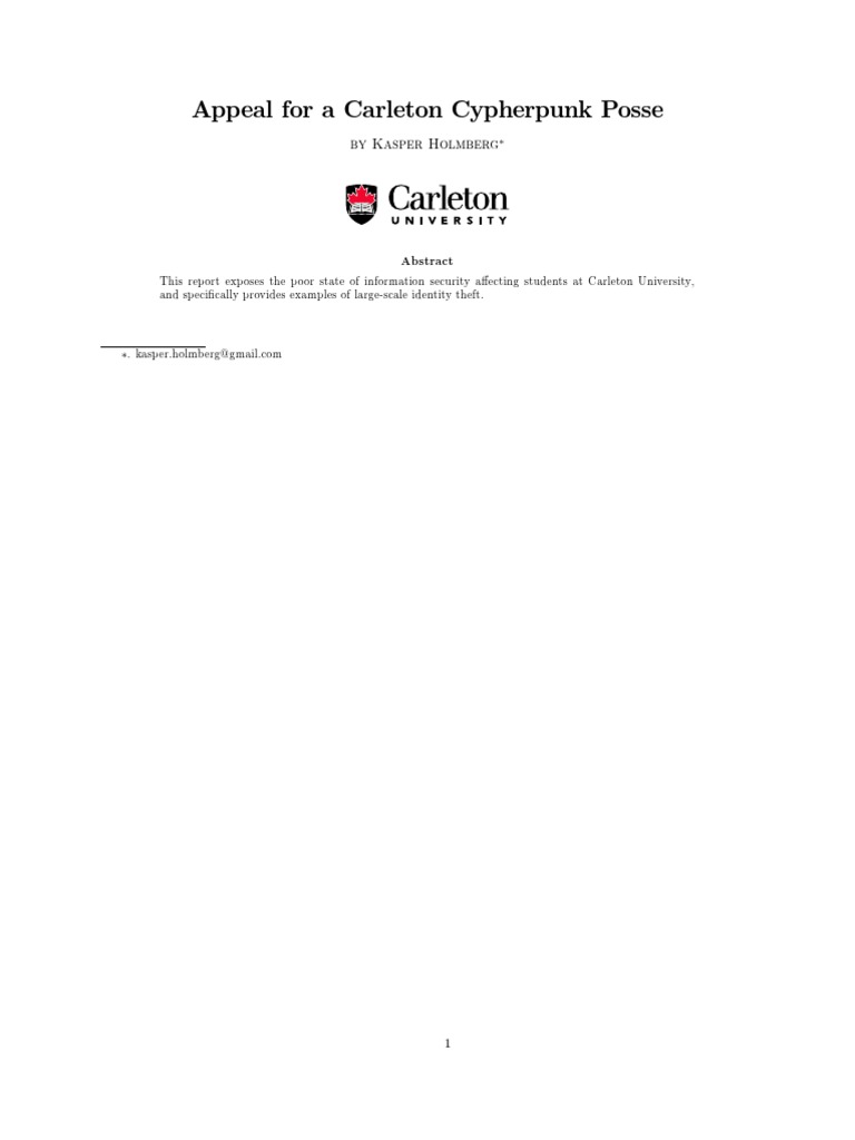 Carleton Uni Campus Card 2008 | PDF | Computer Security | Security