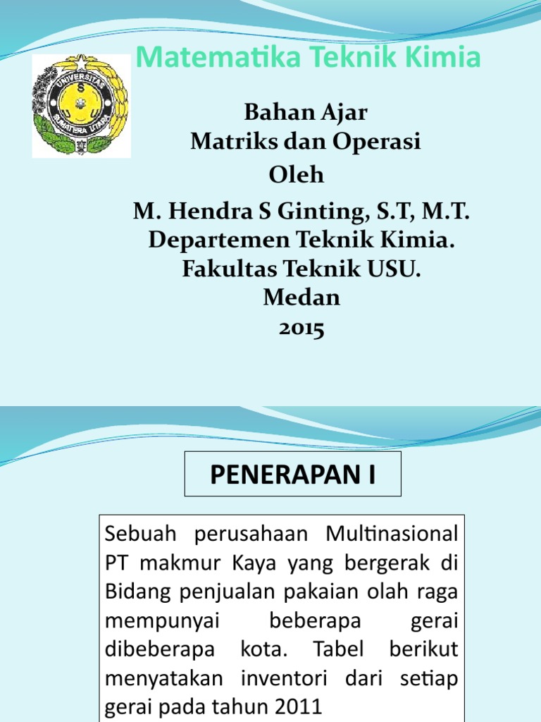 (Penerapan Matriks & Operasi) | PDF