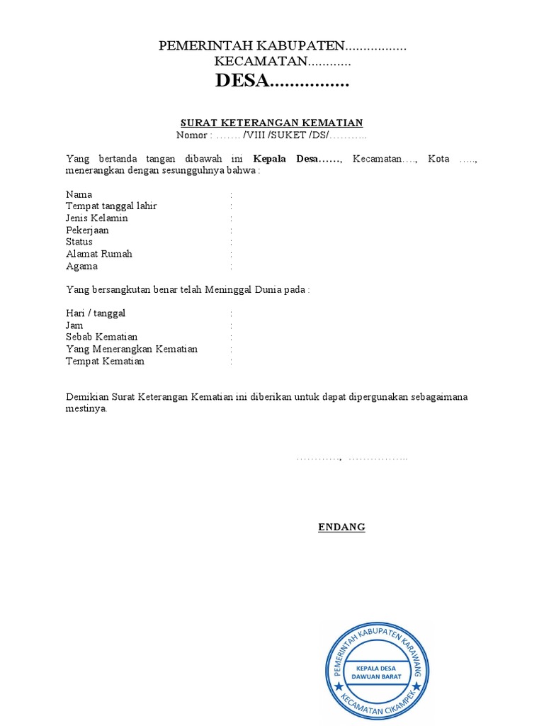 Format Surat Kematian | PDF