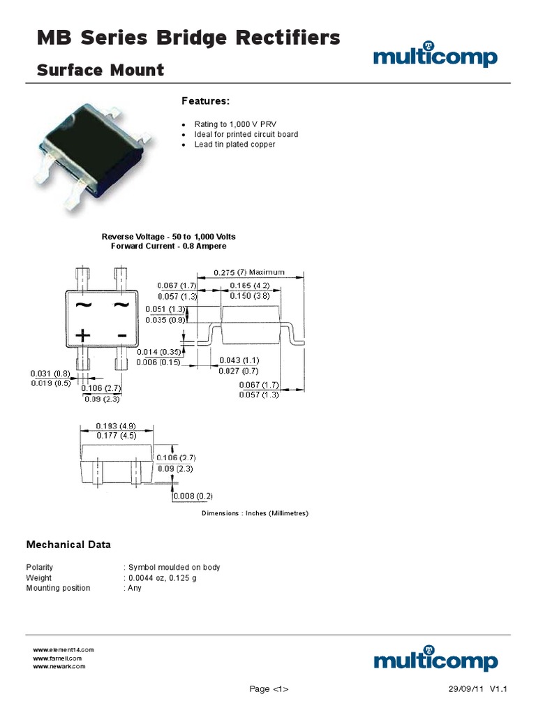 MB1S Multicomp | PDF | Rectifier | Capacitor