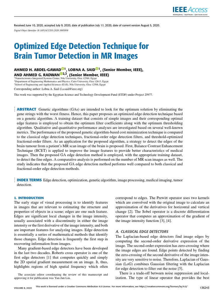 Optimized Edge Detection Technique For Brain Tumor Detection in MR Images | PDF | Image ...