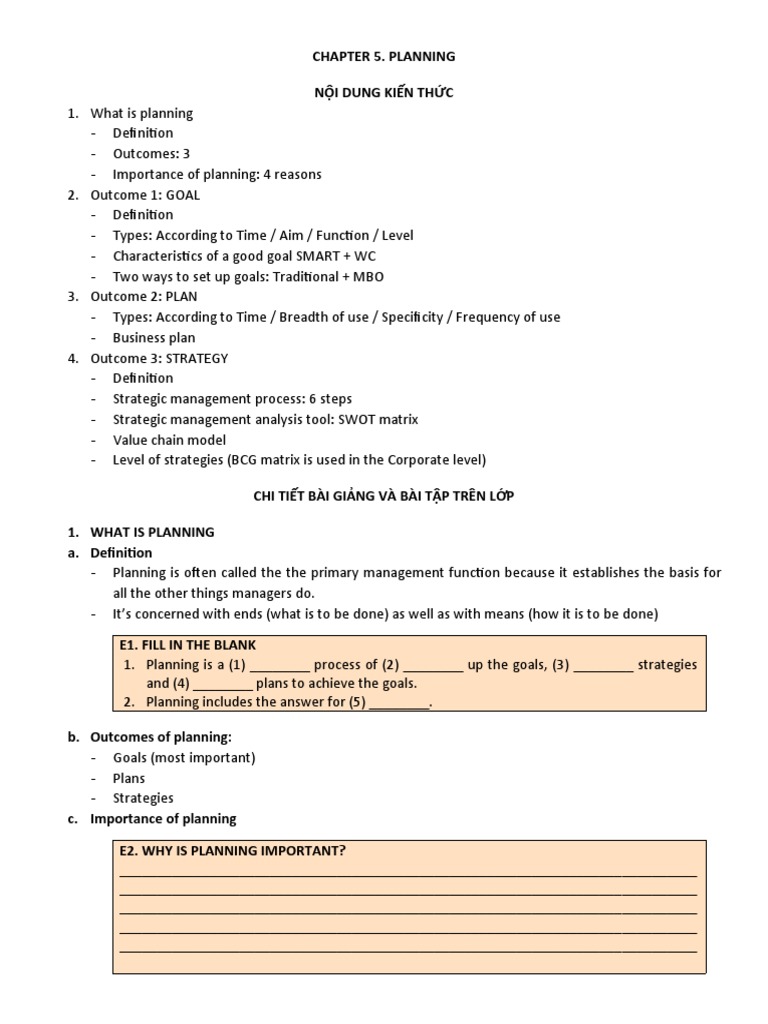 Principle of Management - Chap 5-6 Planning | PDF | Strategic ...