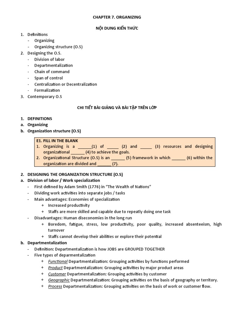 Principle of Management - Chap 7 Organizing | PDF | Organizational ...