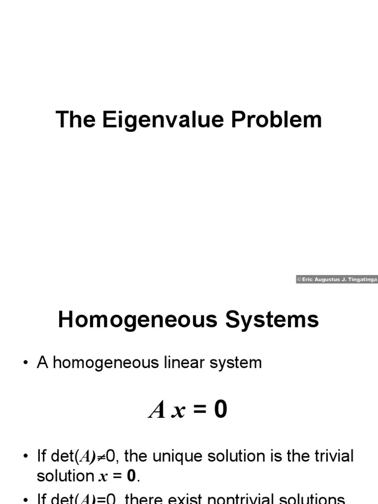 Eigenvalue Problem Pdf Pdf Eigenvalues And Eigenvectors System Of Linear Equations