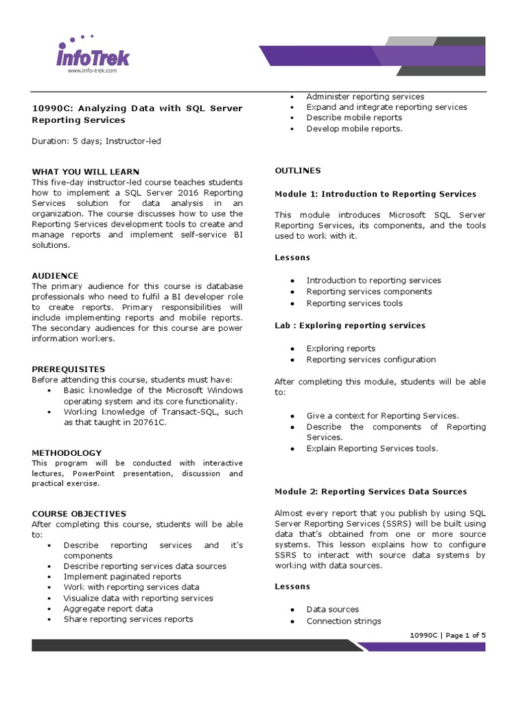 SQL Server Reporting Services Training | PDF | Microsoft Sql Server ...