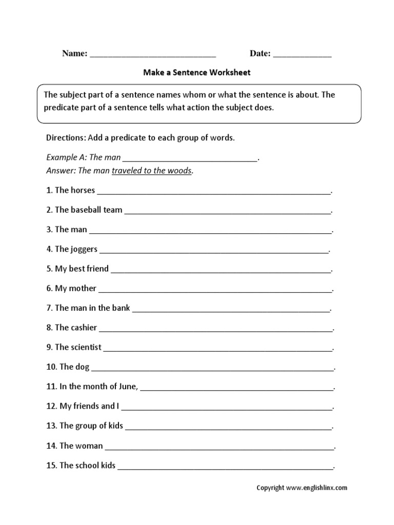 Make A Sentence Worksheet PDF | PDF