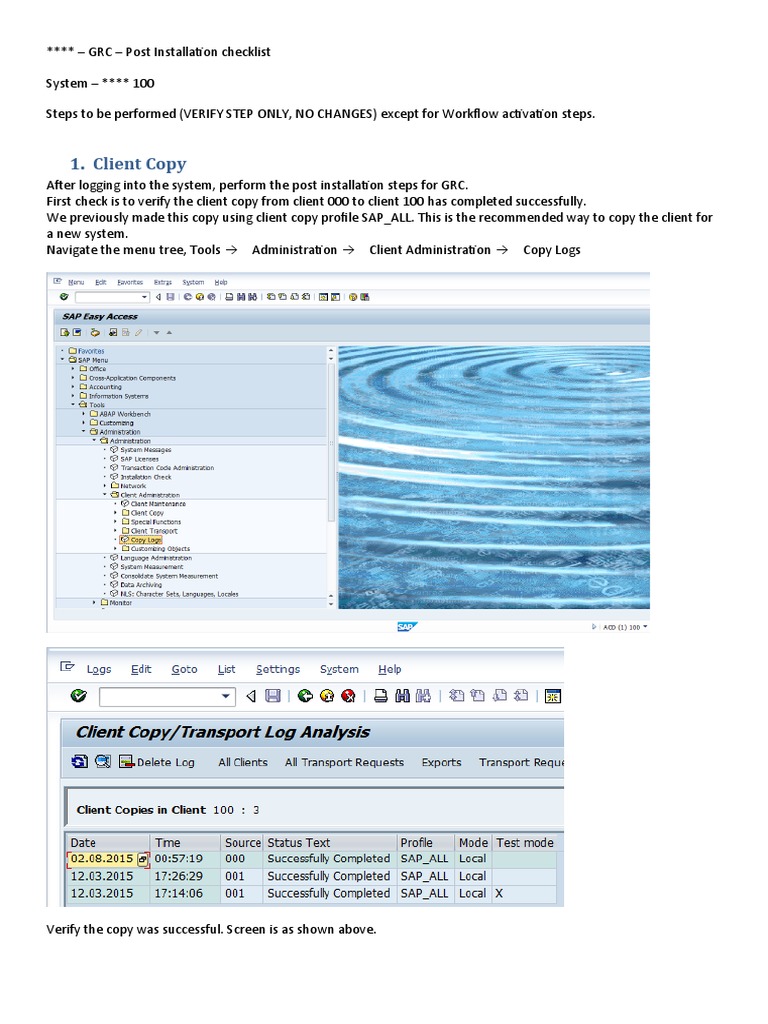 Grc Post Installation Checklist Pdf Transport Layer Security Information Technology Management