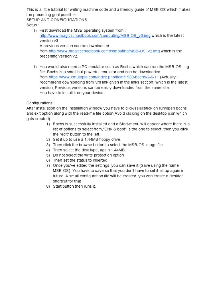 MSB-OS Machine Code Tutorial Guide | PDF | Floppy Disk | Computing ...