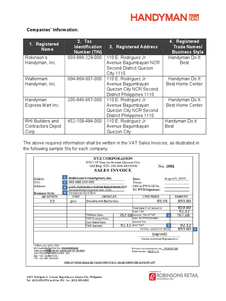 Handyman - Company Information and Sample SI PDF | PDF