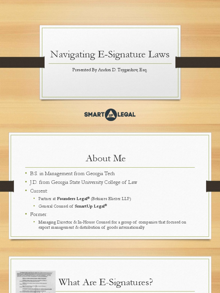 Navigating E-Signature Laws: Presented by Andrei D. Tsygankov, Esq ...