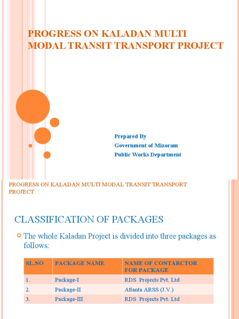 Progress On Kaladan Multi Modal Transit Transport Project: Prepared by ...