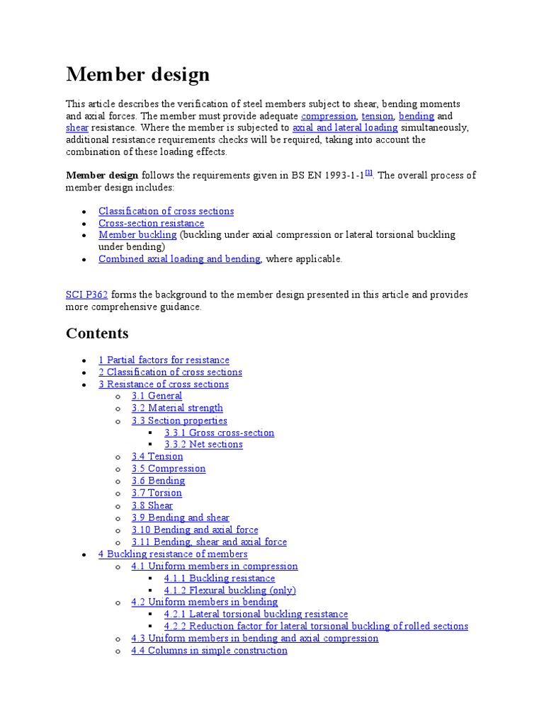 Member Design: Member Design Follows The Requirements Given in BS EN ...
