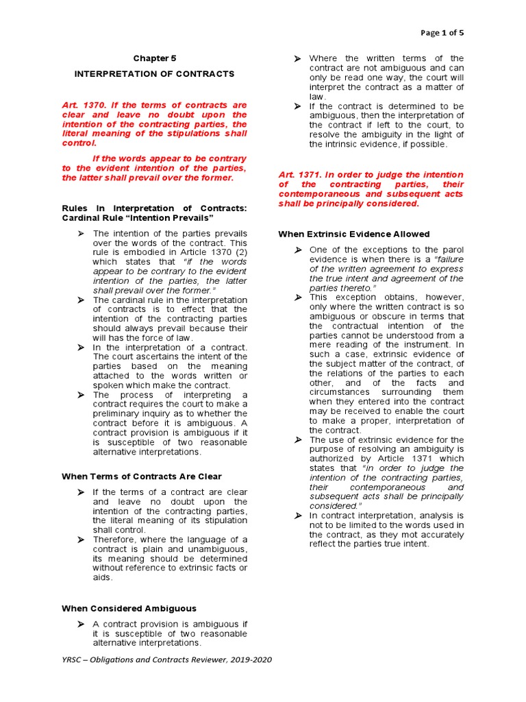 Contract Interpretation Principles | PDF | Statutory Interpretation ...