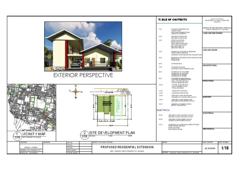 Exterior Perspective: Vicinity Map 1 Site Development Plan 2 | PDF ...