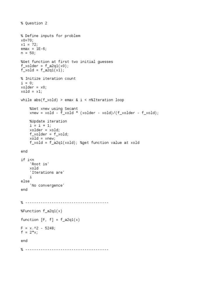 Solution by Iteration (Matlab Code) | PDF