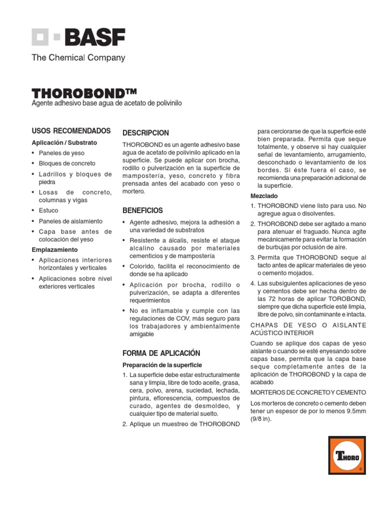 Thorobond | PDF | Yeso | Hormigón