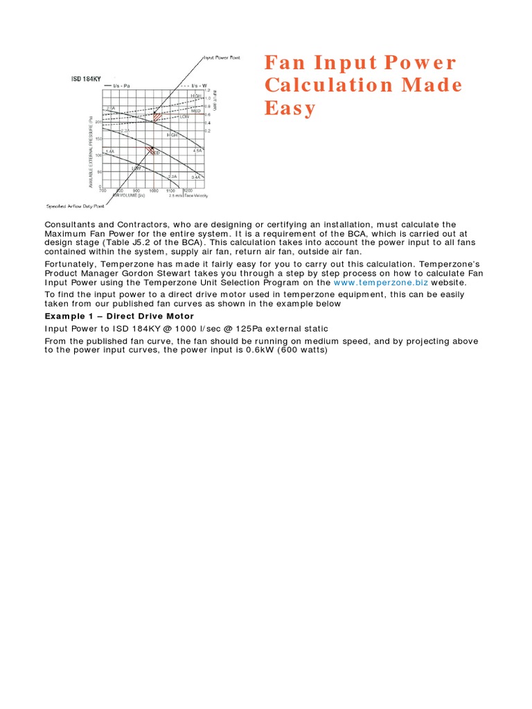 Fan Input Power Calculation Made Easy: Example 1 - Direct Drive Motor ...