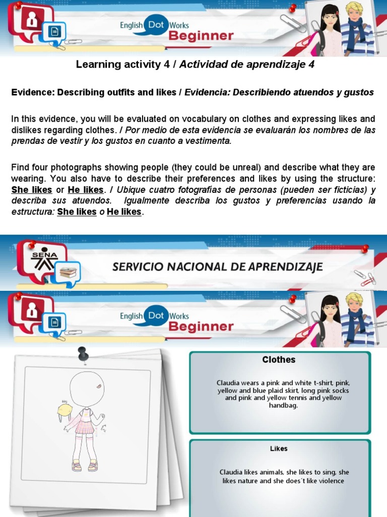 Learning Activity 4 / Actividad de Aprendizaje 4 | PDF | Clothing ...