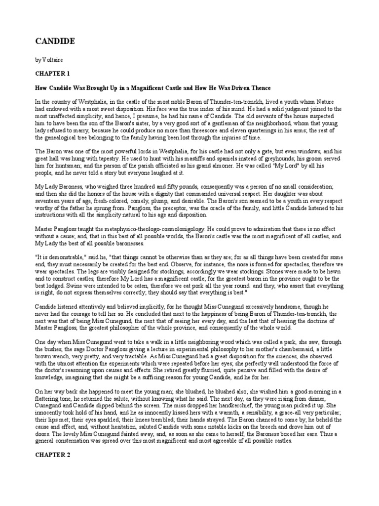 Candide: How Candide Was Brought Up in A Magnificent Castle and How He ...