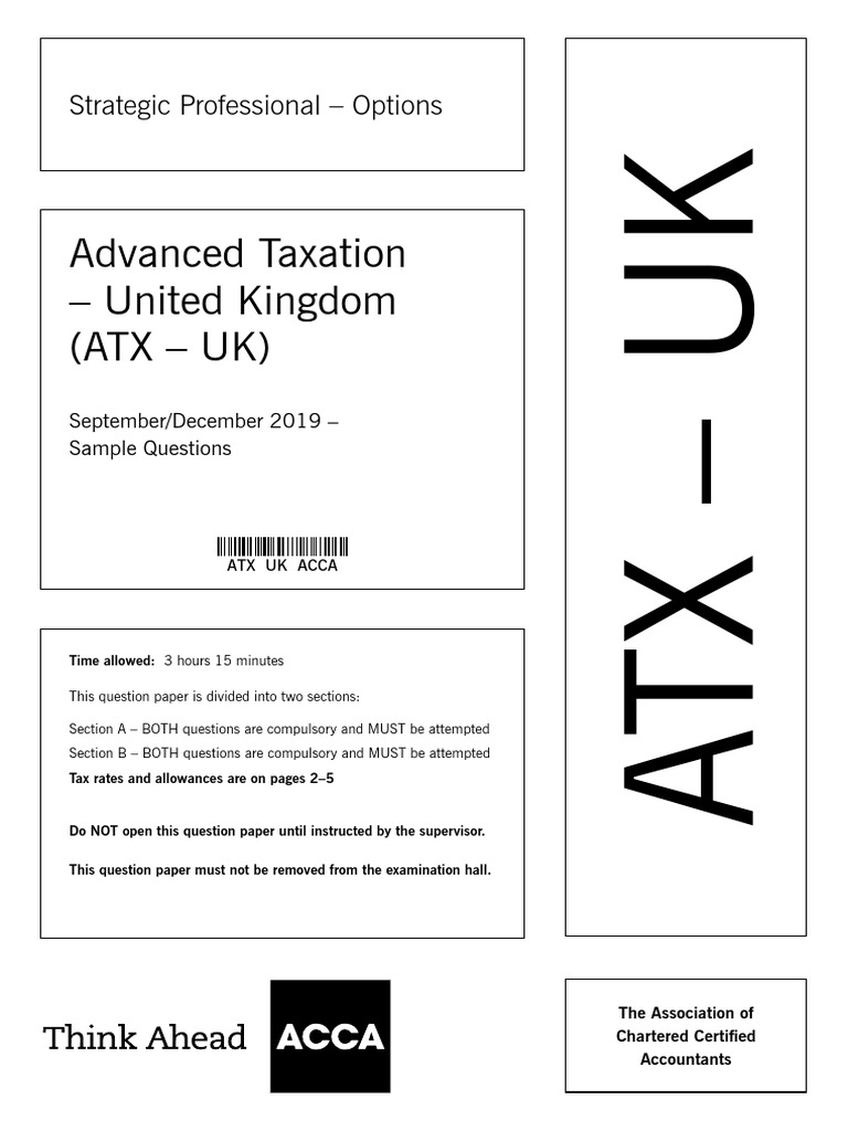 Advanced Taxation - United Kingdom (Atx - Uk) : Strategic Professional ...