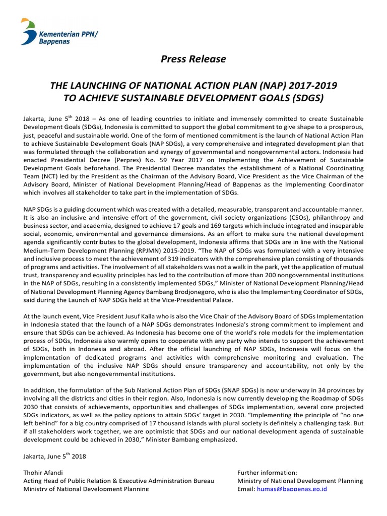 Indonesia Launches National Action Plan to Achieve UN Sustainable ...
