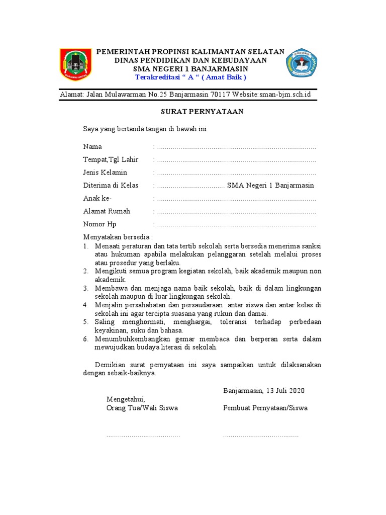 Surat Pernyataan | PDF | Olahraga & Rekreasi