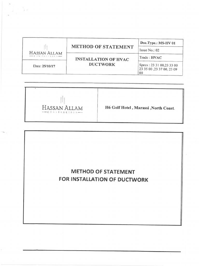 MS Installation of HVAC Duct Work | PDF