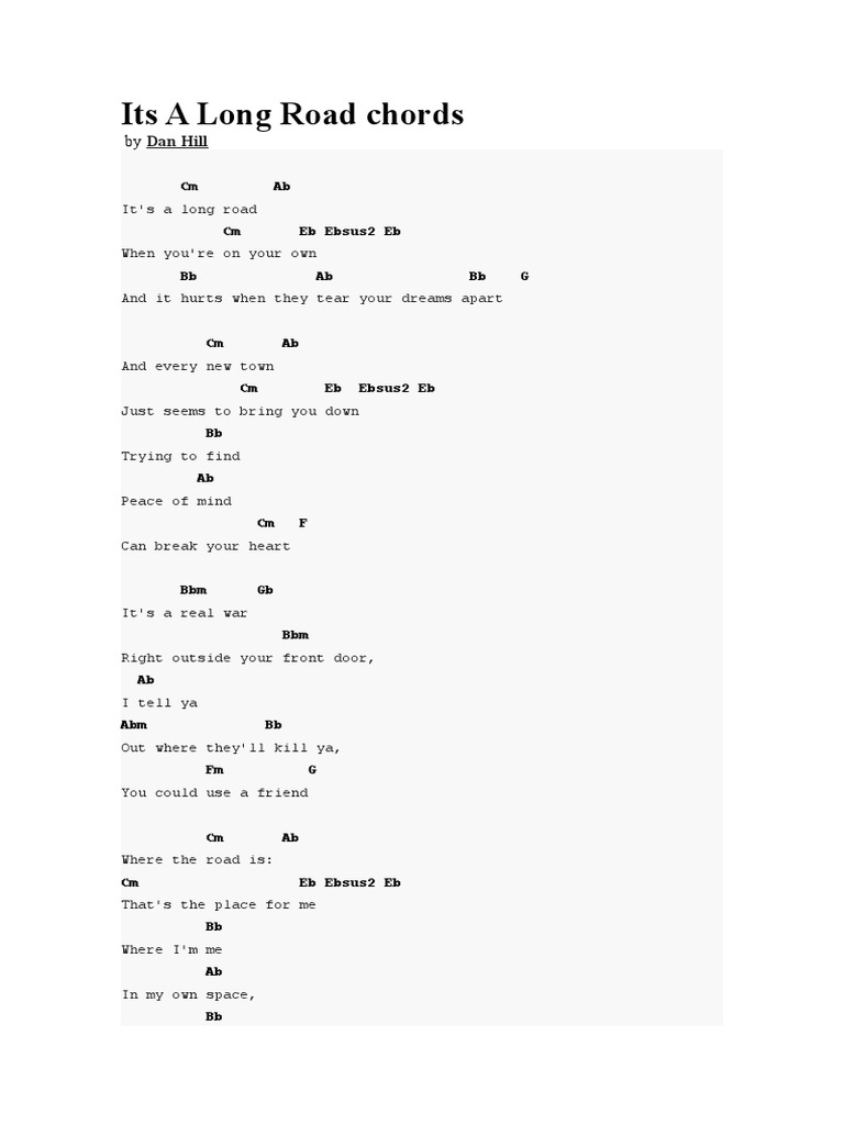 It's A Long Road - Dan Hill | PDF