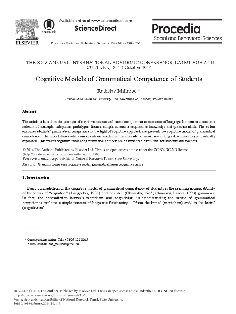 Grammatical Competence Theory | Download Free PDF | Schema (Psychology ...