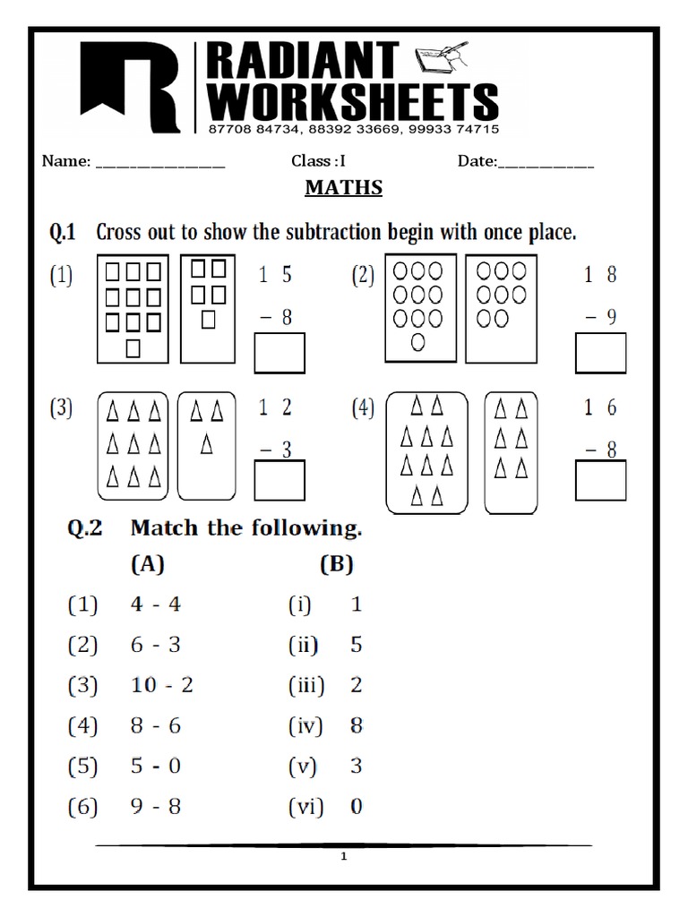 Sample Class 1 Maths | PDF