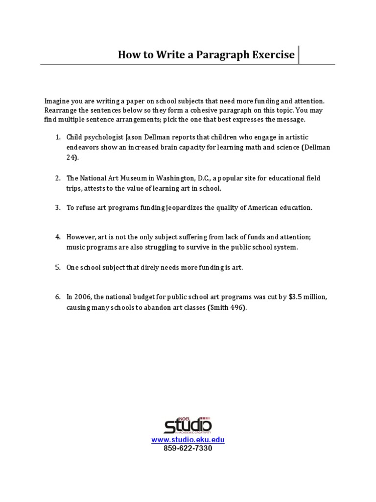 How to Write a Paragraph Exercise