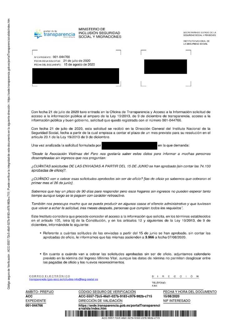 Verificación de Solicitud IMV PDF | PDF